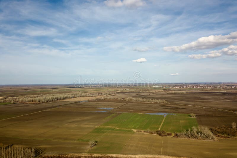 Aerial Fields in Early Spring. Aerial Shot of Fields Stock Image ...