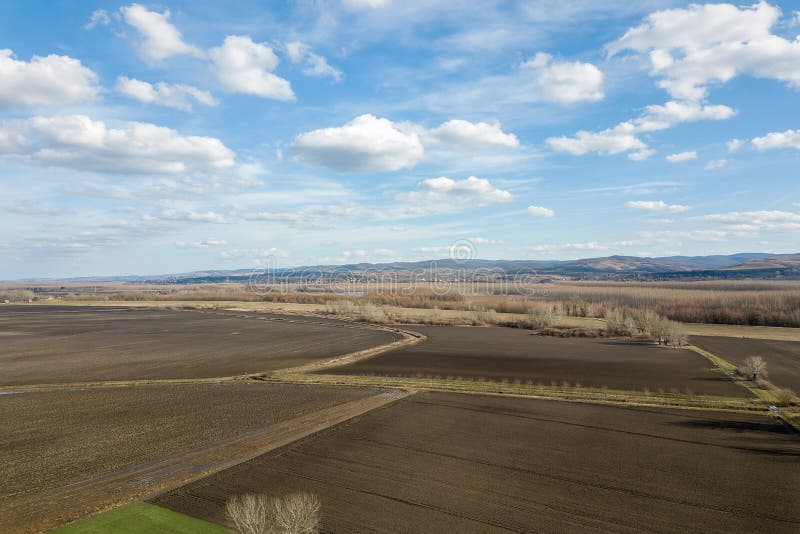 Aerial Fields in Early Spring. Aerial Shot of Fields Stock Image ...