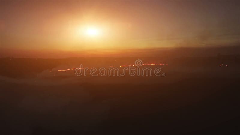 Aerial Fire Fields Night 4k. Burning Fields at Night. Large-scale Fire ...