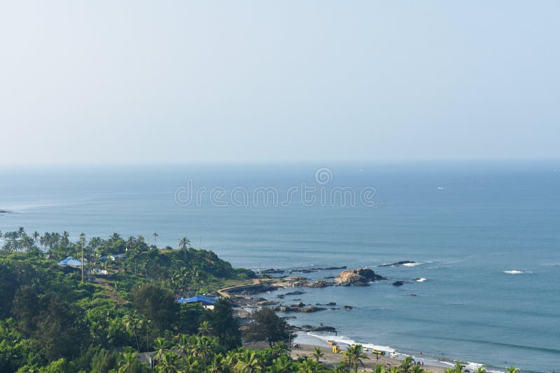 Aerial Footage of a Ocean and a Forest Just beside it Stock Photo ...