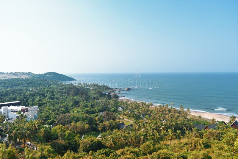 Aerial Footage of a Ocean and a Forest Just beside it Stock Photo ...