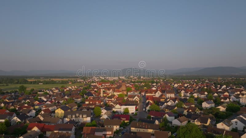 Aerial Footage of Sunset Over Small German Town Stock Footage - Video ...
