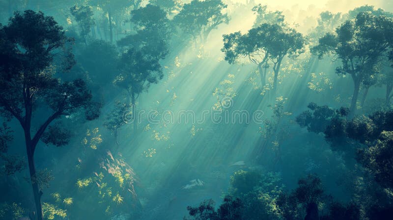 Aerial Forest View, Realistic, Cinematic Light, Sharp Focus. Stock ...