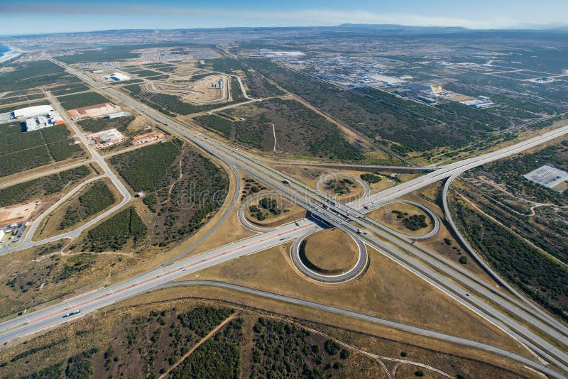Aerial of Freeway Intersection in South Africa Stock Photo - Image of ...