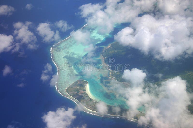 Aerial View on Islands, French Polynesia Stock Image - Image of clouds ...