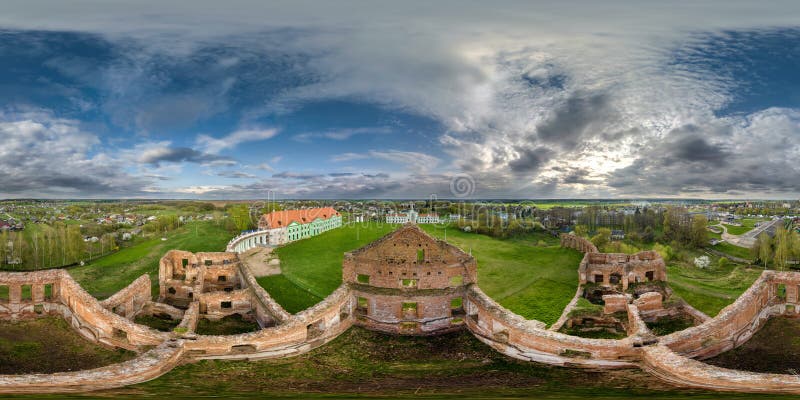 Aerial Full Spherical Hdri 360 Panorama Over Stone Abandoned Ruined ...