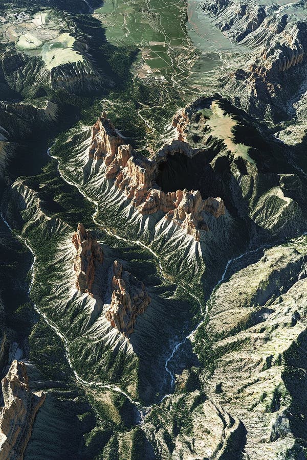 Aerial GIS Map Showing the Topography of a Canyon System Rendered in 3D ...