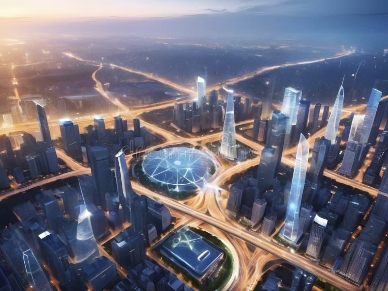 Aerial Glimpse into the Seamless Connectivity of a Smart City Stock ...