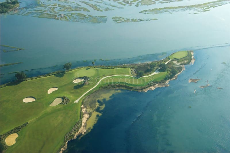 Aerial view of golf course stock image. Image of club - 5123827