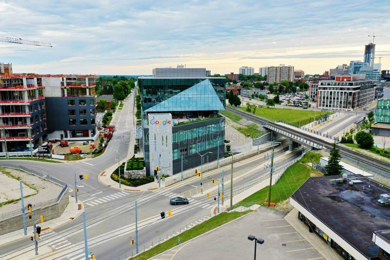 Aerial of the Google Reseach and Development Building in Kitchener ...