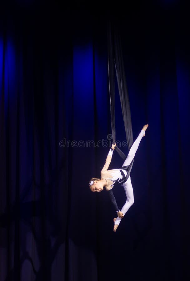 Aerial Gymnastics. Performance of an Aerial Gymnast. Editorial Stock ...