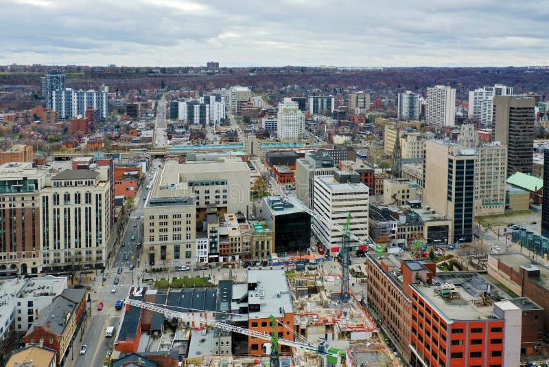 Aerial of Hamilton, Ontario, Canada Downtown in Late Fall Editorial ...