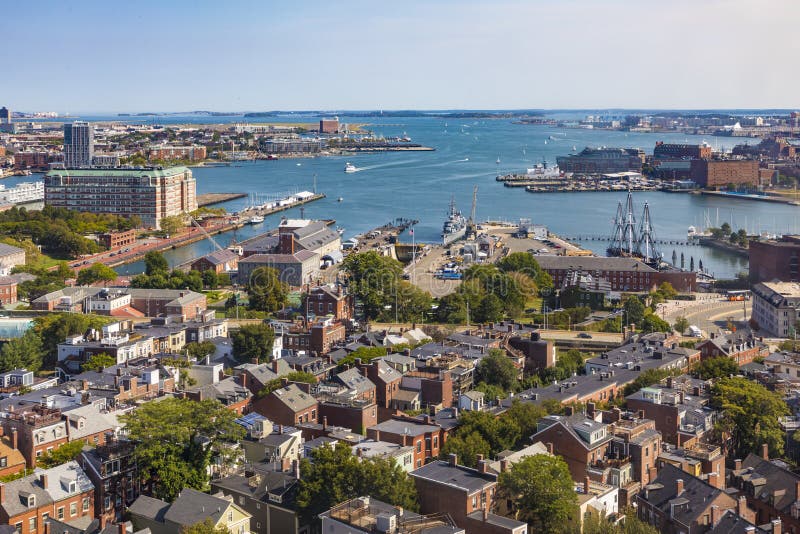 Aerial of Harbor Area in Boston Stock Image - Image of freedom, boston ...