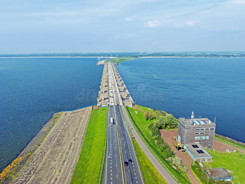 Aerial from the Haringvliet Dam in the Netherlands Stock Photo - Image ...