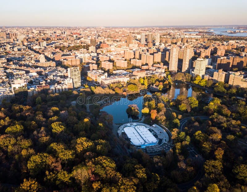 Aerial of the Harlem Meer stock photo. Image of garden - 163793106