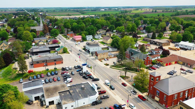 Aerial of Harriston, Ontario, Canada on Spring Morning Stock Image ...