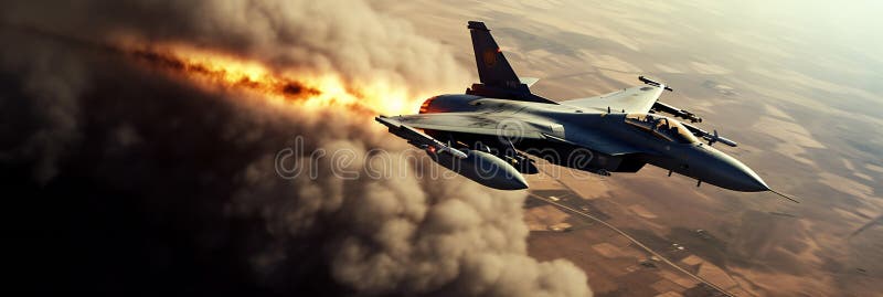 Aerial High View of a Generic Military Fighter Jet Stock Illustration ...