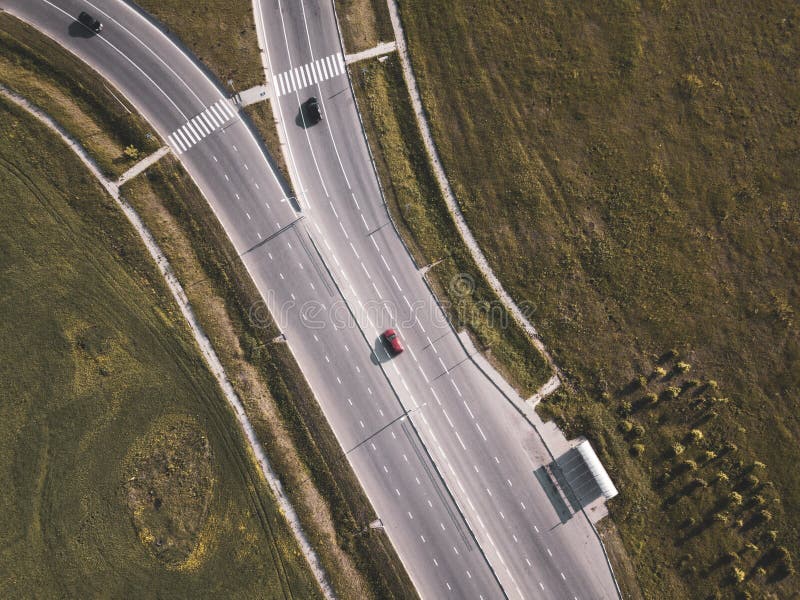 Aerial of Highway City Intersection Junction Summer Top View Stock ...