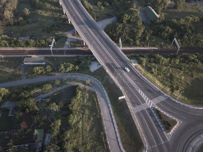 Aerial of Highway City Intersection Junction Summer Top View Stock ...