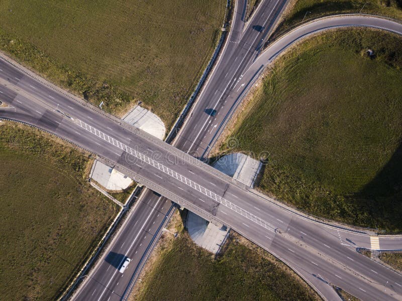 Aerial of Highway City Intersection Junction Summer Top View Stock ...