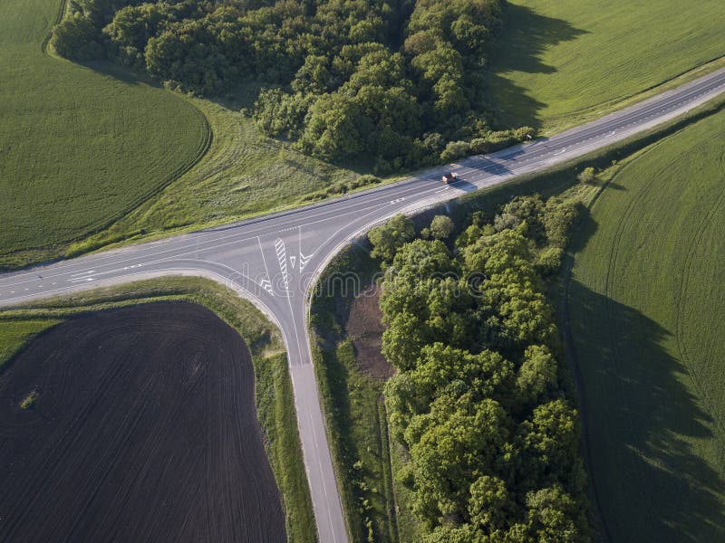 Aerial of Highway Intersection Junction Summer Top View Stock Image ...