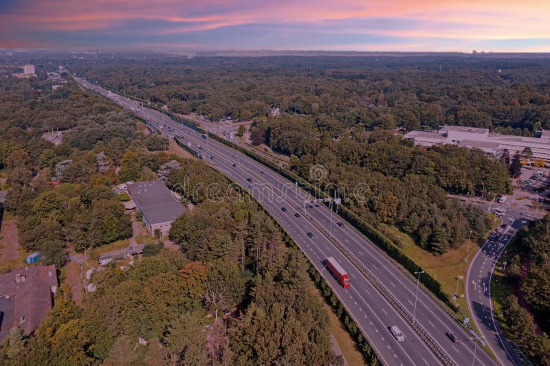 Aerial from the Highway A1 Near Amsterdam in the Netherlands Stock ...