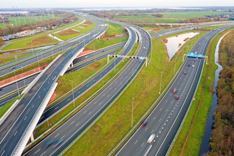 Aerial from the Highway A1 in the Netherlands Stock Photo - Image of ...