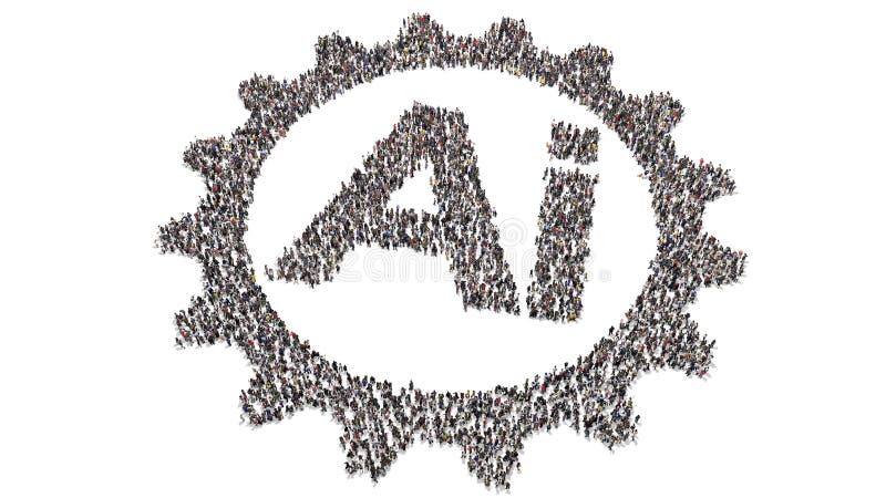 Aerial Human Formation: Crowd Creating a Gear and AI Symbol Stock ...