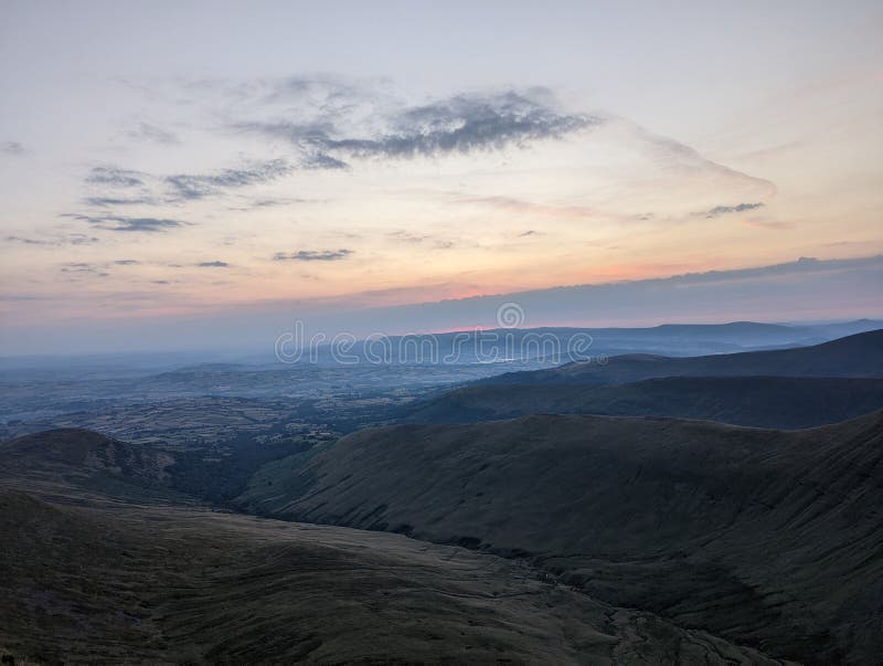 Aerial Idyllic View from the Mountains at Sunset Stock Image - Image of ...