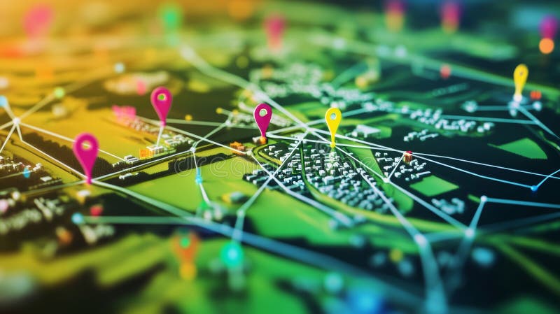 Aerial Illustration of Land Development Planning with Colorful Pathways ...