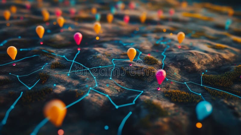 Aerial Illustration of Land Development Planning with Colorful Pathways ...