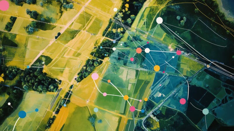 Aerial Illustration of Land Development Planning with Colorful Pathways ...