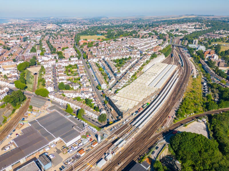 Aerial Image of the Brighton Train Hub UK England Stock Image - Image ...