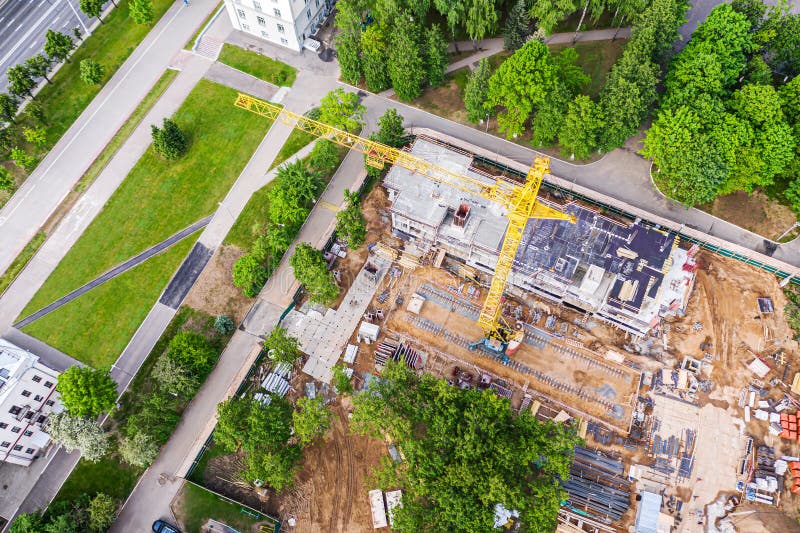 Aerial Image of Construction Site in the City. Drone Photography Stock ...