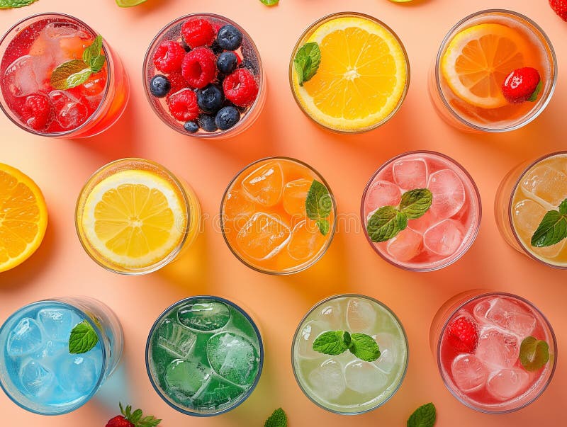 Aerial Image of Drinks and Cocktails, Drinks Served on Table Stock ...