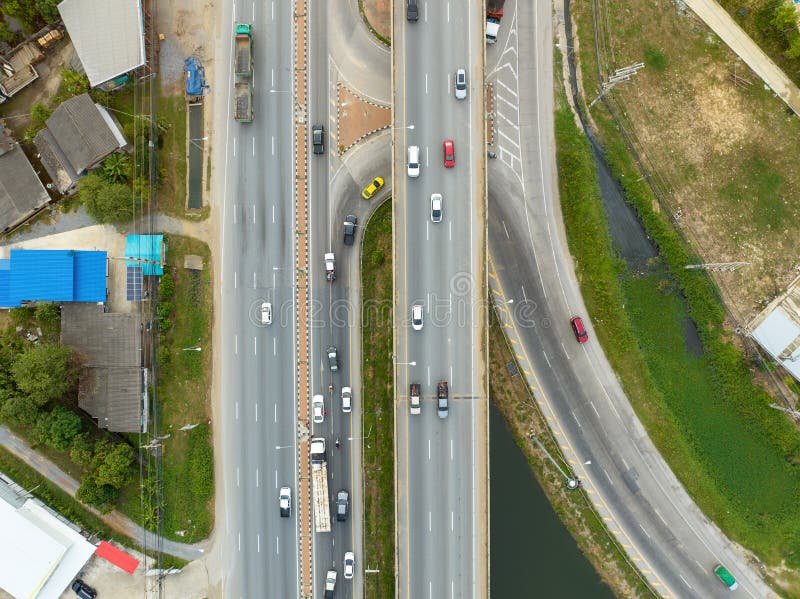 Aerial Image of the Expressway Crossing the City Road Stock Image ...