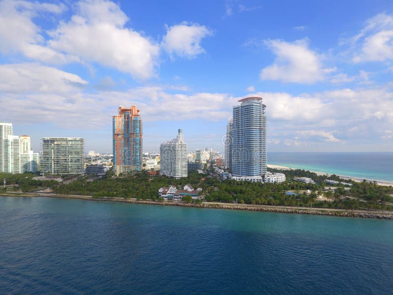 Aerial Image Miami Beach South Pointe Park Stock Photo - Image of beach ...