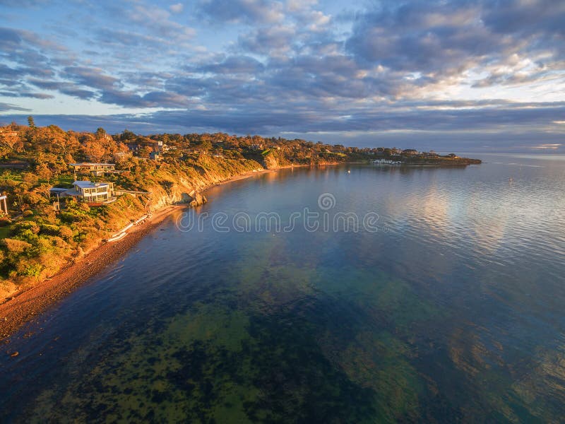 Aerial Image of Mornington Peninsula at Sunset Stock Photo - Image of ...
