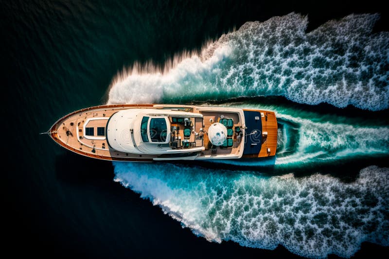 Aerial Image of a Motor Boat in Navigation. Stock Illustration ...