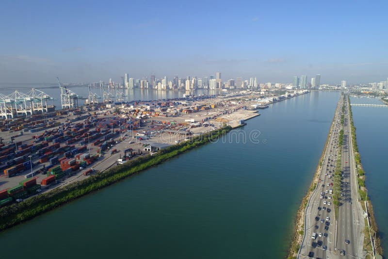 Aerial image of Port Miami editorial stock photo. Image of drone - 82243568