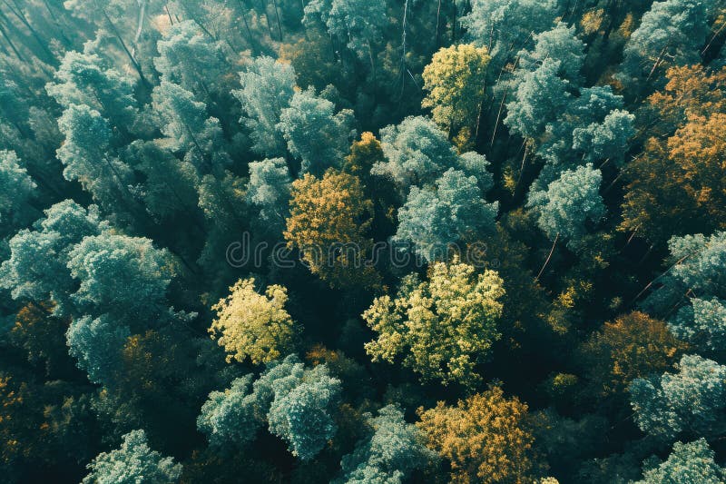 Aerial View of Dense Forest Stock Illustration - Illustration of ...