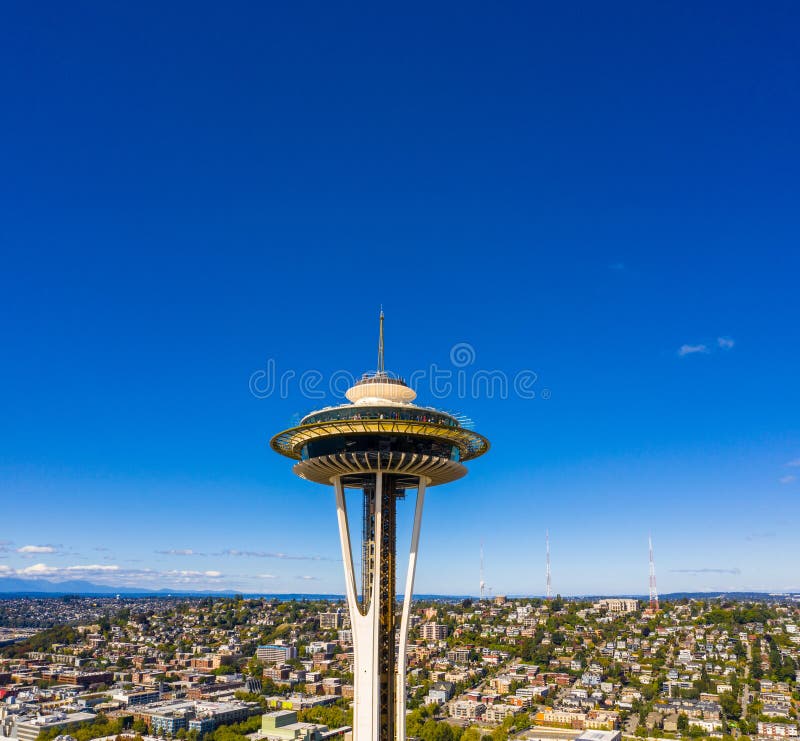 Aerial Image of the Top of the Seattle Space Needle Editorial ...