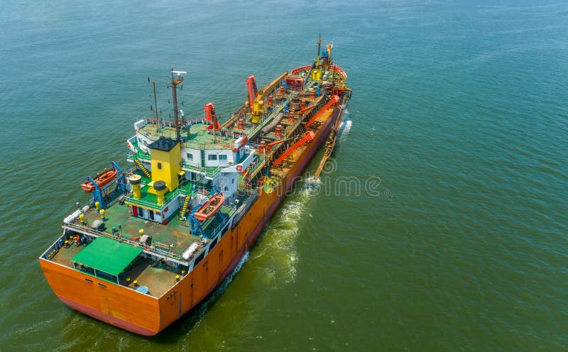 Offshore TSHD Dredger Vessel Operating Stock Photo - Image of engineering, drone: 393105892