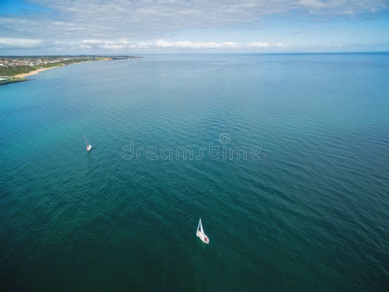 Aerial Image of Two Sailing Sailboats Stock Photo - Image of nature ...
