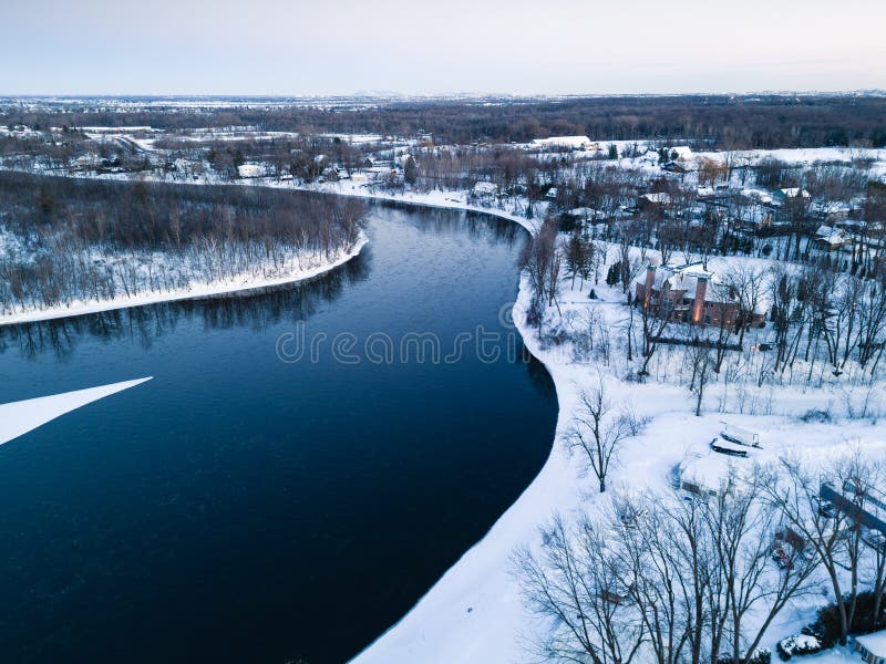 Aerial Image of the Winter Snow Covered Land Stock Image - Image of ...