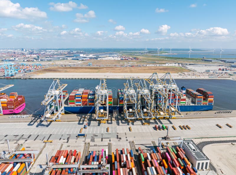 Aerial from Industry in the Harbor from Rotterdam in the Netherlands ...