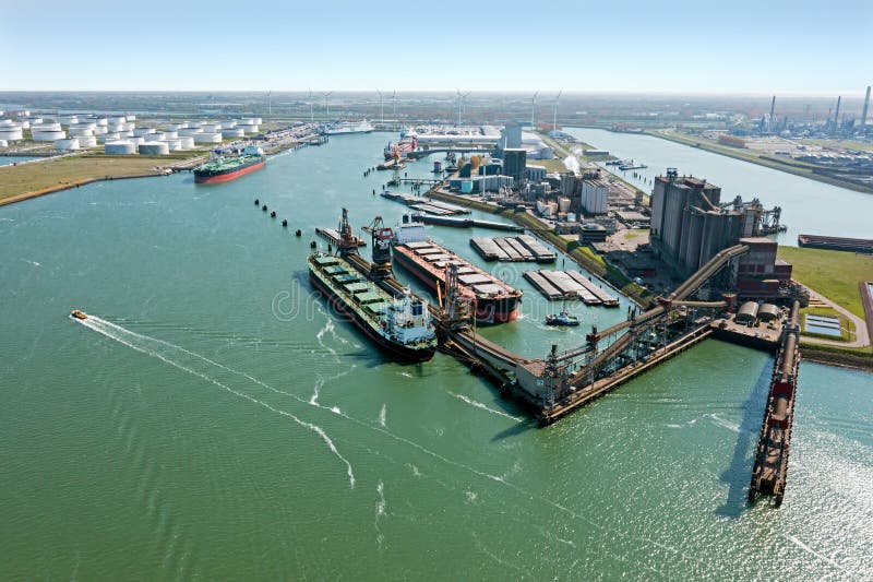 Aerial from Industry in the Rotterdam Harbor in the Netherlands Stock ...