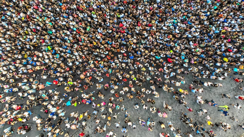 Aerial. Interested Crowd of People in One Place Editorial Photography ...