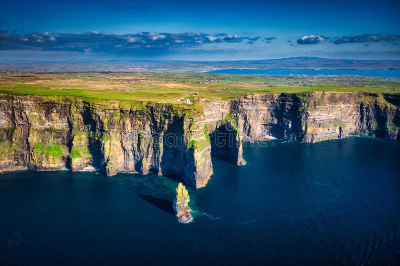 Aerial Landscape with the Cliffs of Moher in County Clare, Ireland ...