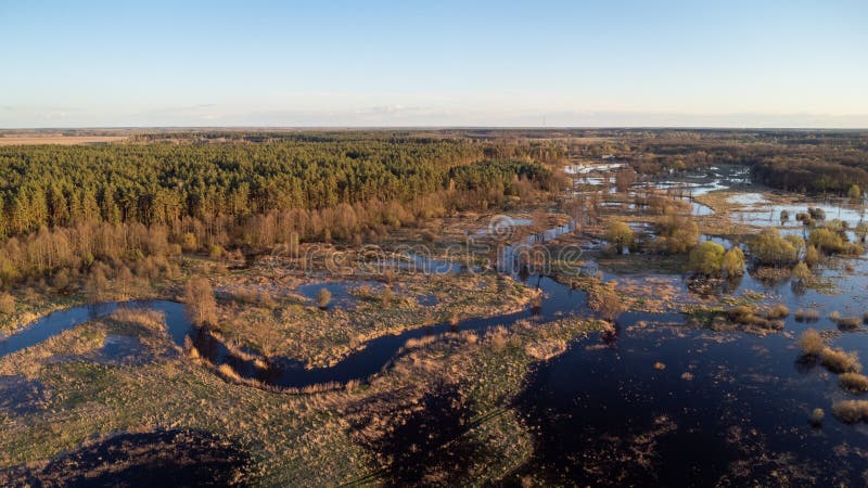 Aerial Landscape of Flooded Valley Stock Image - Image of landscape ...